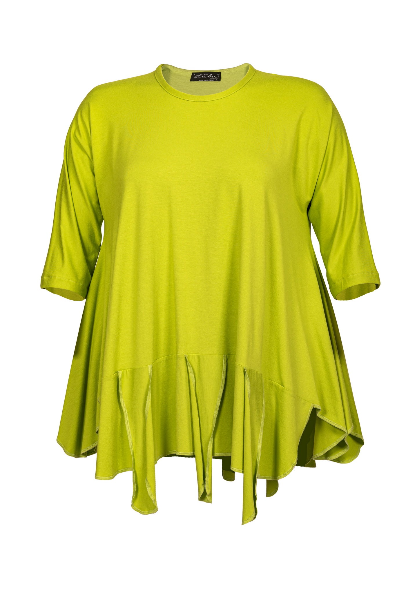 Acrylic white tunic with V-neck and hem | Luba Moden